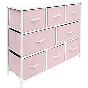 Sorbus Dresser - Furniture Storage Chest for Kids Clothing Organization, Large Organizer for Playroom, Nurseries, Bedroom, Hallway, Closet, Steel Iron Frame, Wood Top, 8 Fabric Drawers (Pink)
