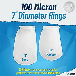 Filter Socks 100 Micron - Threaded Seams - Aquarium Felt Filter Socks - Made in The USA (7"x12", 2 Pack)