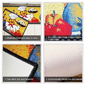 FAMIFIRST Kitchen Rug 2 Piece Non Slip Kitchen Mat Latex Backing Door Mat Floor Mat Kitchen Decor Set, 16''x47''+16''x23'', Noodle Chef