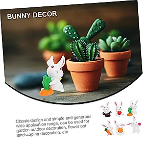 NOLITOY 6pcs White Rabbit Doll Ornament Lucky Statue Easter Rabbit Cake Cupcake Toppers Birthday Easter Miniature Figurines Chinese New Year Desk Ornament Bunny Pvc Child Gift Animal