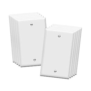 ENERLITES Blank Wall Plate Cover, Gloss Finish, Standard Size 1-Gang 4.50" x 2.76", Polycarbonate Thermoplastic, Electrical Covers for Unused Outlets/Switches, 8801-W-10PCS, White 10 Pack