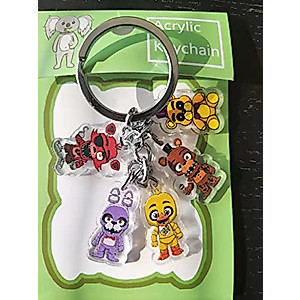 Monster Roser FNAF Keychains, 4 FNAF Action Figures Keychain For Kids, Keychain Accessory, Freddy Fazbear, Chica, Bonnie, Foxy, 5 Inches Long Key ring