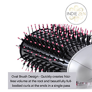 INDIE ZEN Blow Dryer Brush - Blow, Dry, Curl, Straighten and Volumize your Hair in half The Time, Salon Blowout at Home for Women and Men- Anti-frizz Ceramic Titanium Barrel Hair Straightener Brush