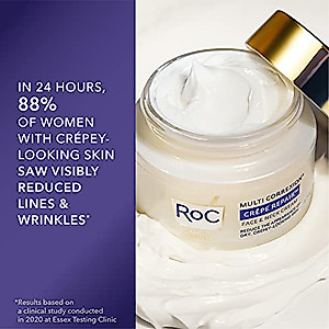 RoC Crepe Repair Anti Aging Daily Face Moisturizer & Neck Firming Cream (1.7 oz) Retinol Wrinkle Smoothing Capsules (7 CT), Skin Care Treatment