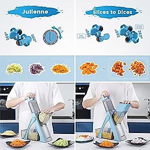 Upgrade Safe Mandoline Slicer, Bigger Entrance SupMaKin Vegetable Potato Slicer Chopper, Adjustable Thickness Multi Mandolin, Julienne + Dicer Kitchen Must Haves (Blue)