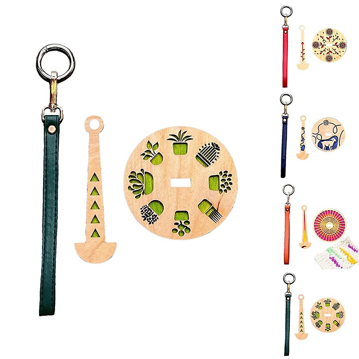 Portable Wooden Wrist Yarn Holder with Strap for Knitting and Crocheting, Yarn Ball Storage Stand, Prevents Yarn Tangling and Misalignment (Green)