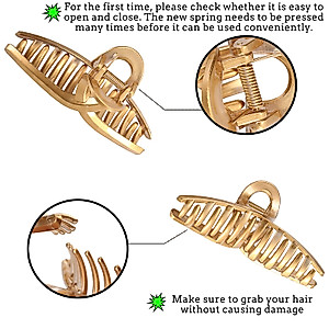 Claw Hair Jaw Clips Barrettes - 3 Pcs No Slip Hair Clamp Grips for Women Girls (Plastic(Gold+Rose gold+Silver))
