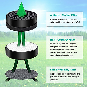 Flintar H13 Grade True HEPA Replacement Filters, Compatible with hOmeLabs True HEPA H13 Air Purifier HME020248N, 3-in-1 High-Efficiency True HEPA Filtration System, 2-Pack