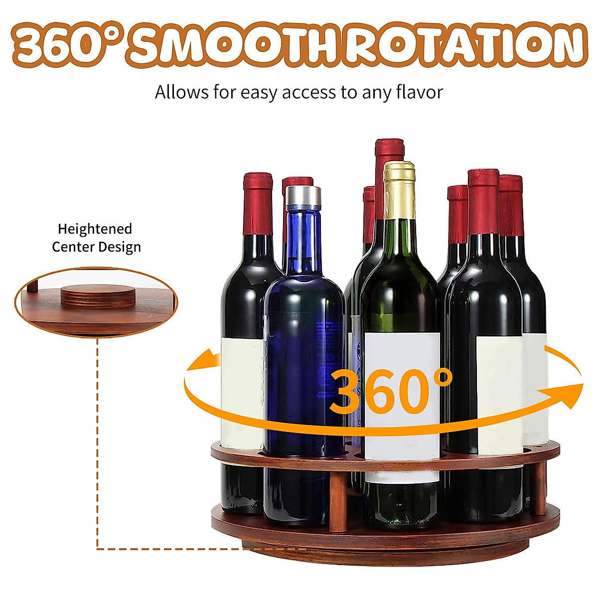 Coffee Station Organizer, Syrup Rack, Drink Bottles Organizer for Countertop, Brunch & Coffee Bar Essentials, 9 Bottles 25.4 Oz Rotating Holder