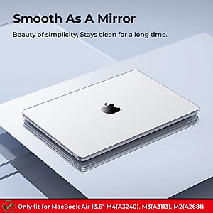 EooCoo Compatible with New MacBook Air 13.6 inch Case 2022 A2681 M2 Chip with Retina Display，Plastic Hard Shell Case + TPU Keyboard Skin Cover + Screen Protector - Crystal Clear