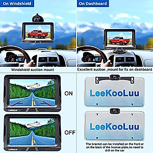 LeeKooLuu Wireless Backup Camera 5 Inch Rear View Monitor Kit HD 1080P Bluetooth Reverse Cameras for Truck Car Van Camper Two Channels Waterproof Night Vision DIY Parking Guide Lines LK2
