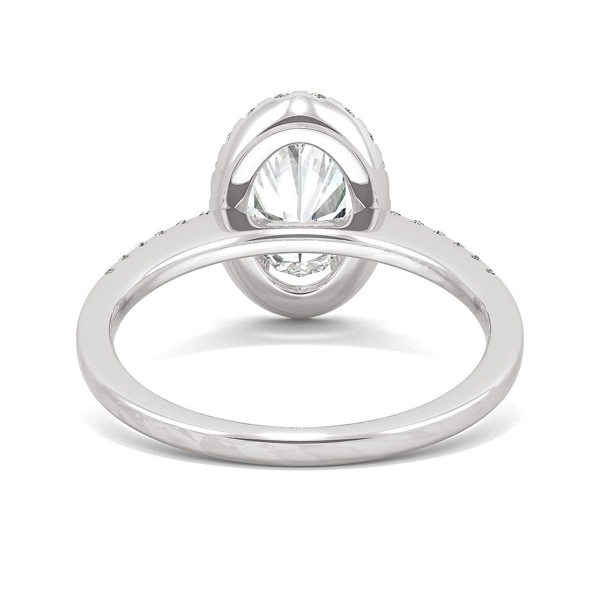 14K White Gold Moissanite by Charles & Colvard 10x6mm Elongated Oval Halo Ring-size 5 2.62cttw DEW