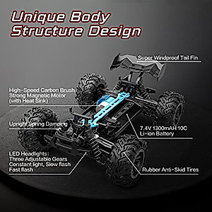 Axguter 1:16 Remote Control Car Hight Speed RC Car 40km/h, 4X4 Off Road RC Truck,Waterproof Electric Powered RC Moster Truck All Terrain Vehicle with 2 Batteries,Best Gifts for Kids