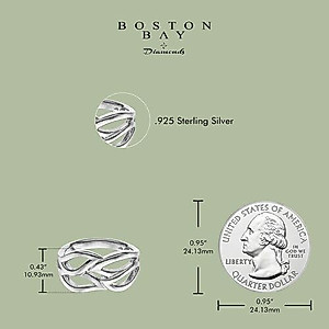 .925 Sterling Silver Leaf Band Ring - Size 7