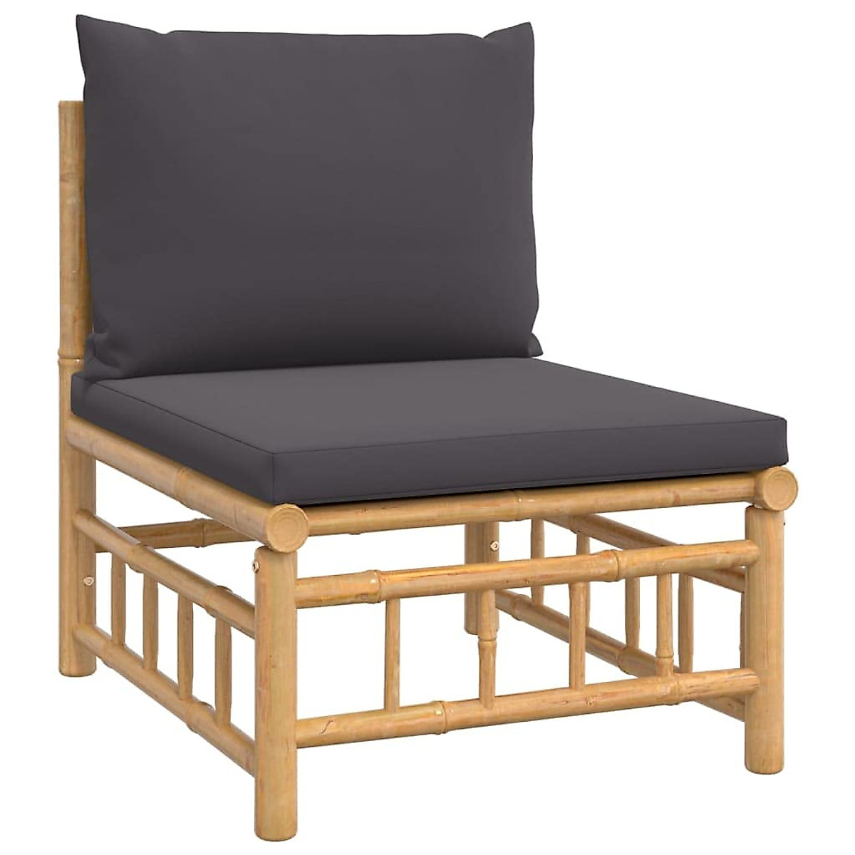 CUMYZO 11 Piece Patio Lounge Set with Dark Gray Cushions Bamboo 94.05kg/206.91lb