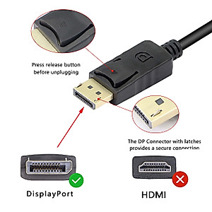 XMSJSIY Displayport to DVI Adapter Cable,High Speed DP Cord to DVI 24+1 1080P Full HD,Gold Plated DP Male to DVI-D Male for PC, Laptop, HDTV, Projector, Monitor and More (6Ft, Black)