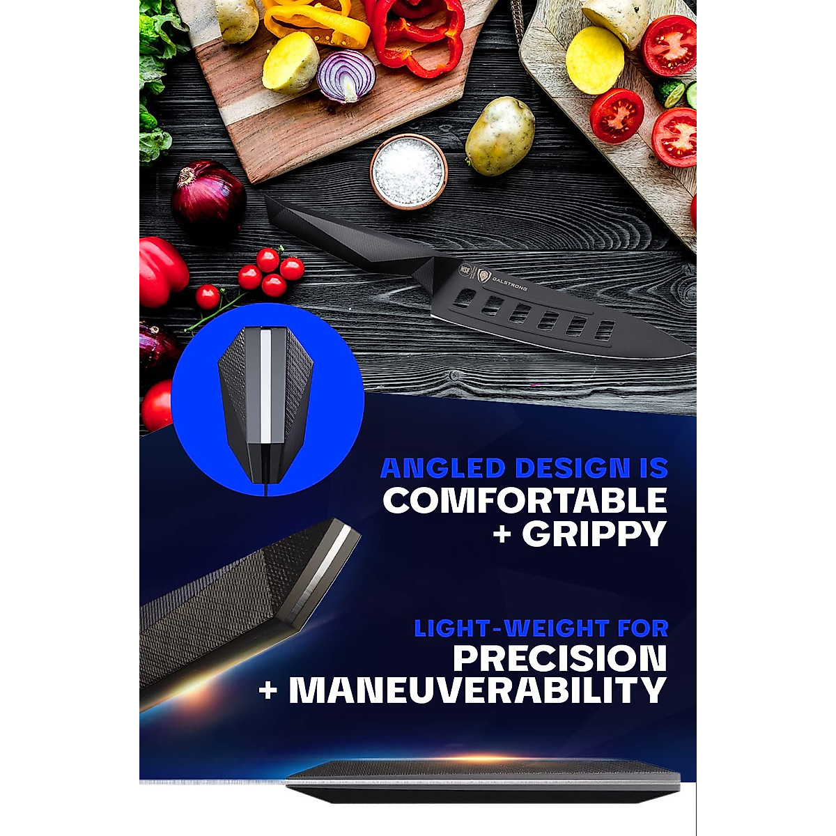 Dalstrong Vegetable Chef Knife - 7 inch - Shadow Black Series - Black Titanium Nitride Coated - Razor Sharp - High Carbon 7CR17MOV-X Steel - Sheath - NSF Certified