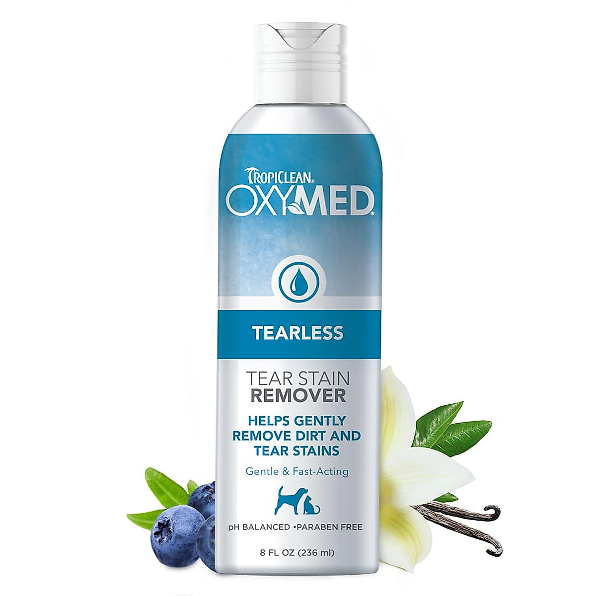 TropiClean Oxymed Tear Stain Remover for Dogs & Cats | Tearless Around The Eye Cleaner for Dogs & Cats 8 oz