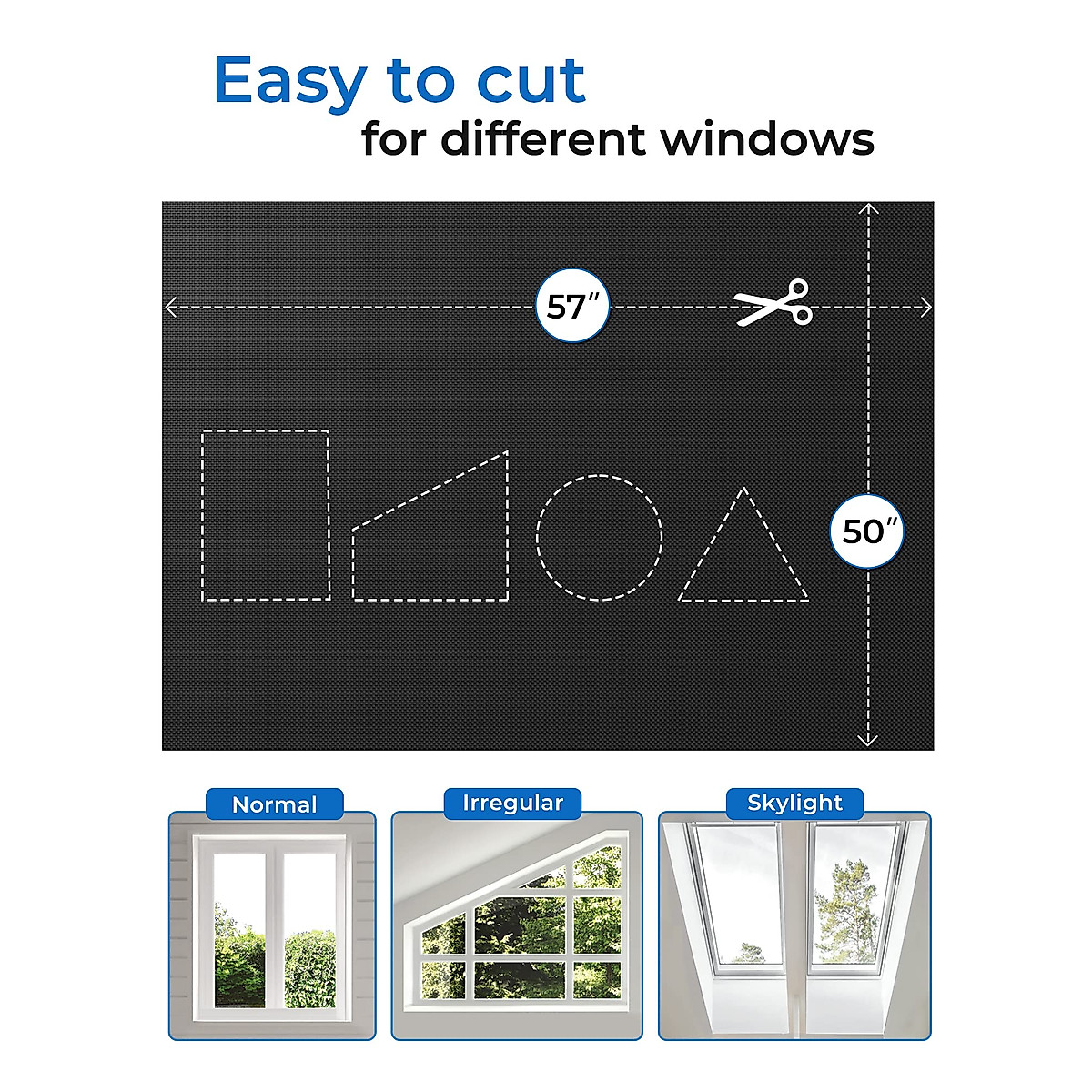 Sumobaby 50"x57" Portable Blackout Curtains, Blinds for Windows with Hook & Loop Tapes, 100% Blackout Window Shades, Curtains Easy to Cut Fit for Bedroom, Baby Room and TV Room (Black)