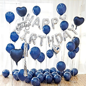 Tangser Pearl Night Blue Balloons, Navy Blue Balloons 12 inch, Dark Blue Balloon 100 Pcak, globos Azul Marino, Midnight Blue Ballons, Latex Balloon for Birthday Party Baby Shower Wedding Decorations