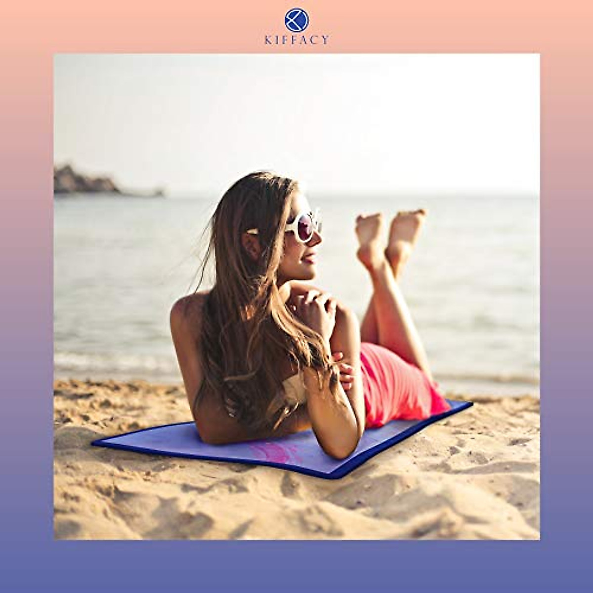 KIFFACY Travel Yoga Mat Foldable Lightweight - Non-Slip 1.5mm Thin Travel Hot Yoga Mat for Yoga Pilates Fitness Exercise, Light Eco Natural Rubber Portable Washable Suede Folding Mat w/Bag