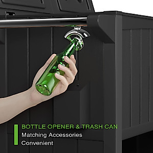 Devoko 85 Quart Rolling Ice Chest Portable Movable Dining Cart Table Cooler Outdoor PP Cart on Wheels for Patio Pool Party Cookouts BBQ Ice Bag with Bottle Opener, Black