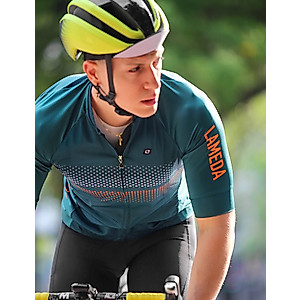 LAMEDA Cycling Jersey Men Short Sleeve Road Bike Bicycle Shirt Reflective Breathable Lightweight Green X-Large