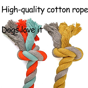 LUCKITTY 2 Pack 15.7 Inch Dog Rope Toys for Large Aggressive Chewers, Heavy Duty Dog Rope Toy, Indestructible Dog Chew Toys, Teeth Cleaning, Yellow Orange