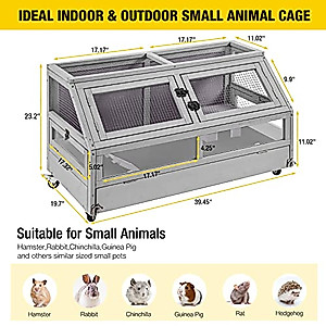 Aivituvin Guinea Pig Cage Anti-Chewing Hamster Cage Indoor Outdoor Small Animal Cages with Chewing Toy, Food Bowl, Hideout and Deep Leakproof Tray