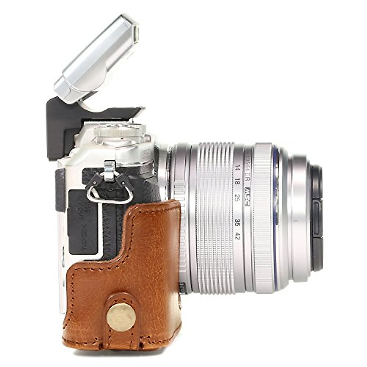 Megagear Olympus Pen E-Pl8 Ever Ready Leather Camera Case And Strap, With Battery Access - Light Brown - MG919