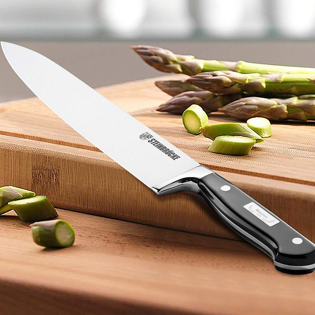 STEINBRÜCKE Chef Knife 10 Inch, Sharp Kitchen Knife Forged from German High Carbon Stainless Steel with Ergonomic Handle and Full Tang, Versatile Cooking Knife for Home Gourmet Restaurant