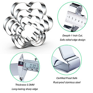 Scallop Flower Cookie Cutter Set Large - 5 Inch, 4 Inch, 3 Inch, 2 Inch - Six Petal Scalloped Edge Spring Flower Cookie Cutters Shapes Molds - Stainless Steel