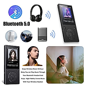 MP3 Player with Bluetooth, 32GB MP3 Players 2.4 Inch Large Screen Lossless Music High-Fidelity Sound Quality, Support Recording FM for Kids Student Adult mp4 Player, Expandable Memory 128GB