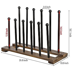 MyGift Modern Entryway Black Metal Boots and Shoe Rack with Rustic Burnt Solid Wood Base, Freestanding Tall Cowboy Boots Work Boot Organizer, Holds 6 Pairs