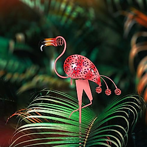 esgarden Garden Solar Light Flamingo Outdoor Crackle Glass Decorative Pathway Lights Path Landscape Decor Outside Backyard Yard Patio Decorations Porch Walkway Driveway Courtyard Gift 1 Pc