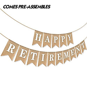 LINGTEER Happy Retirement Burlap Bunting Banner Perfect for Retirement Office Farewell Party Gift Decorations.