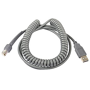 SinLoon Symbol Ls2208 USB Cable USB A to RJ45 Coiled Spiral Extension Cable Barcode Scanner Ls1203 Ls4208 Ls4278 Ds6707 Ds6708 USB Cable (10ft,3M)