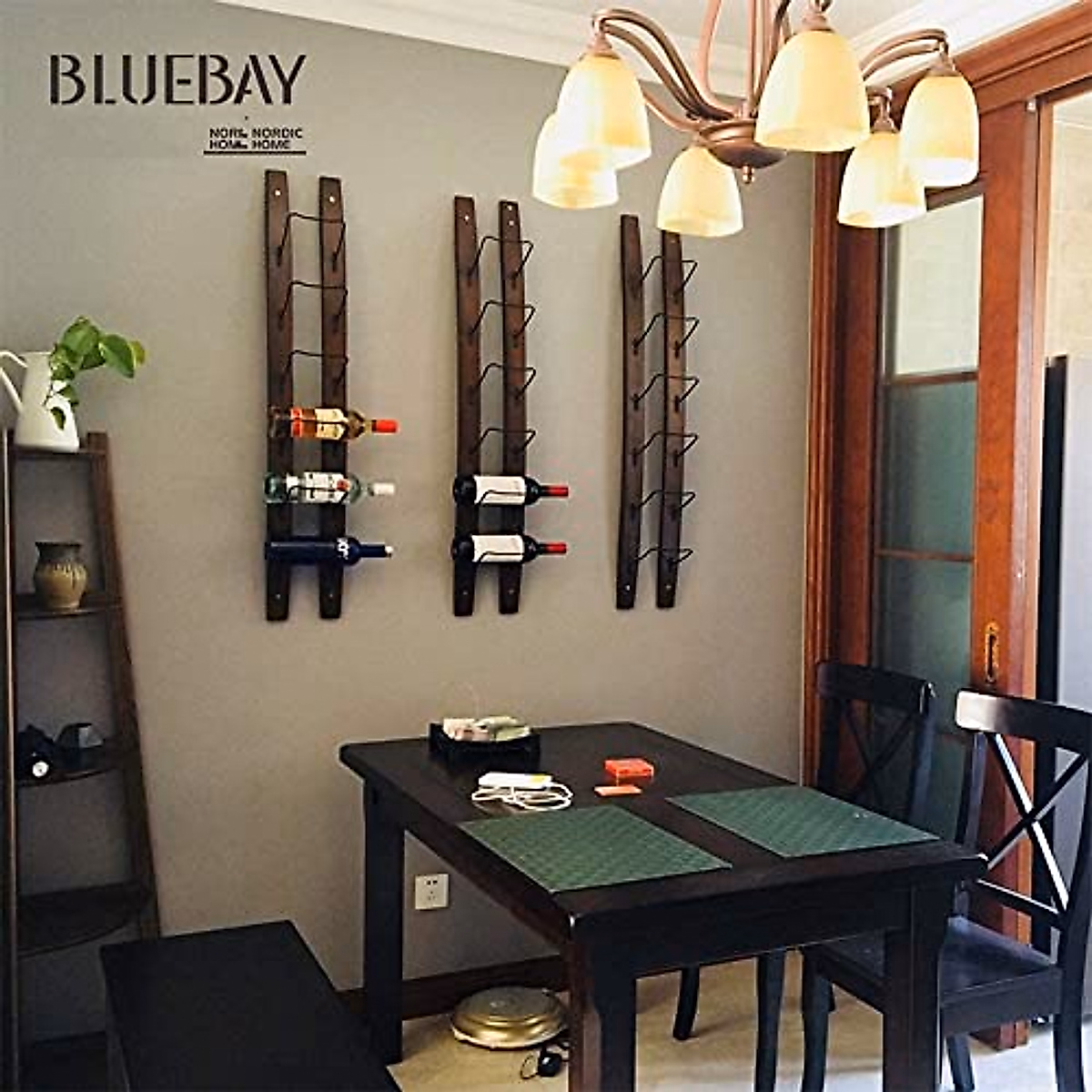 CBYJK Wall Mounted Wine Rack Wooden, Rustic Barrel Stave Wine Rack, Wooden Wine Bottle Holder Rack, Wood Wine Shelf, Imported Pine Wood and Metal - 6 Bottles 40x7.6inch