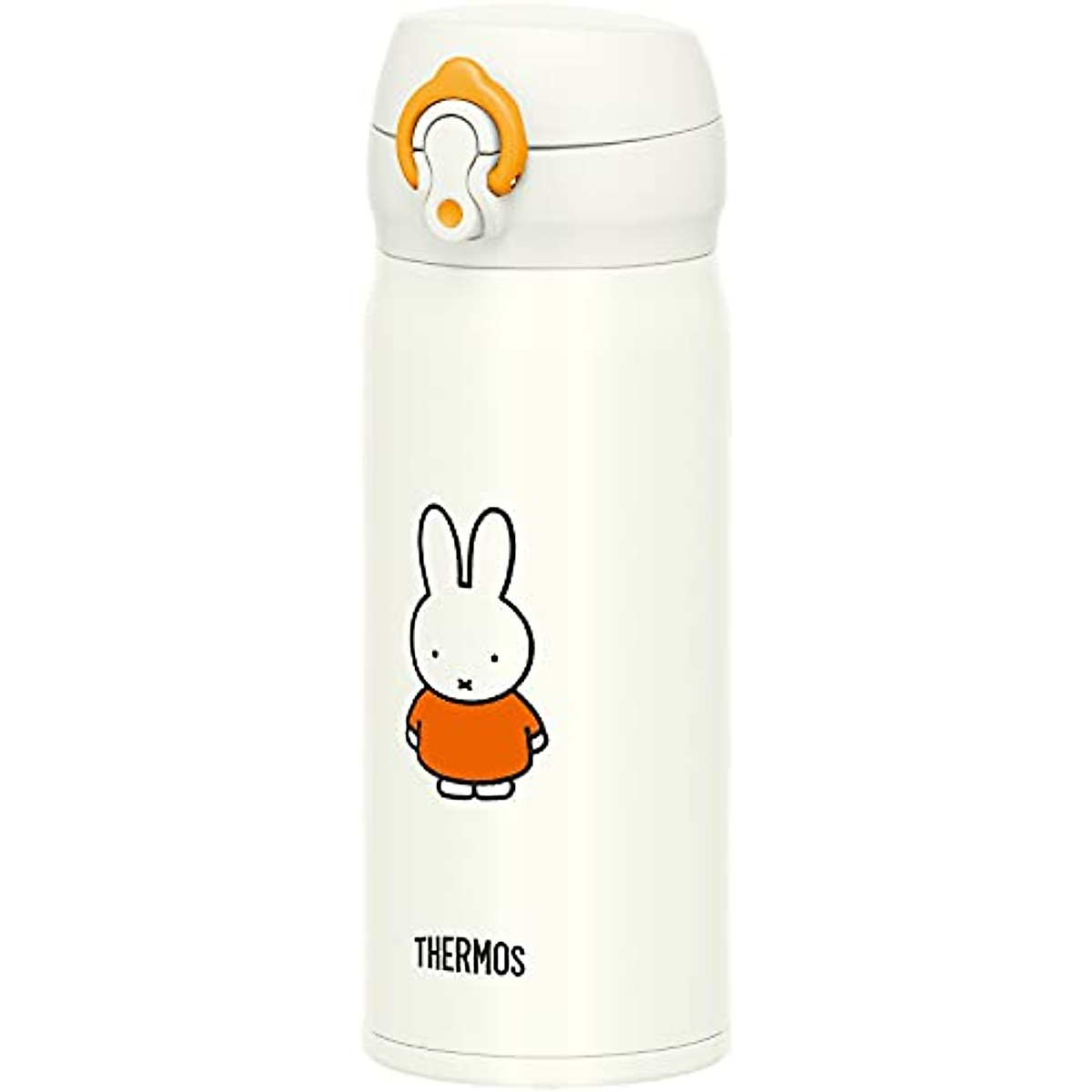 Thermos JNL-404B WH-OR Water Bottle, Vacuum Insulated Travel Mug, 13.5 fl oz (400 ml), Miffy White Orange