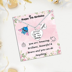 Waeceip Stitch Necklace Happy 5th to 16th Birthday Gifts for Daughter Sister Niece Friends Just A Who Loves Stitch Gifts Stitch Lover Birthday Gifts (7th)