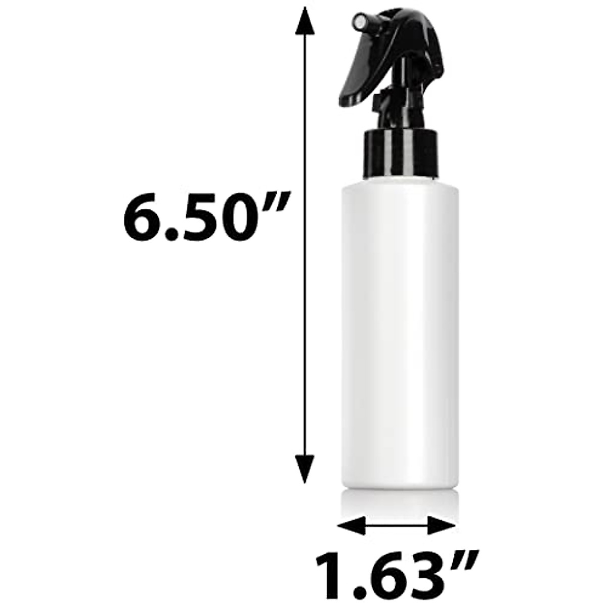 JUVITUS 4 oz / 120 ml White Refillable Plastic Cylinder Squeeze Bottle with Black Trigger Sprayer - 12 PACK