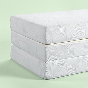 ZINUS 5 Inch Memory Foam Floor Mattress Portable Tri-Fold Design with Cooling Gel, Single, White