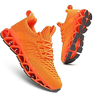 Women's Running Shoes Breathable Mesh Walking Shoes Slip on Tennis Sneakers Fashion Non Slip Work Sport Gym Cross Trainer Orange