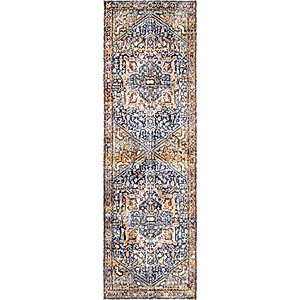 nuLOOM Harriet Vintage Medallion Fringe Runner Rug, 2' 6" x 14', Rust