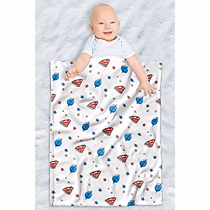 LOGOVISION Superman Lightweight Baby Blanket, 30"X40", Space Pattern Unisex for Infants Girls & Boys