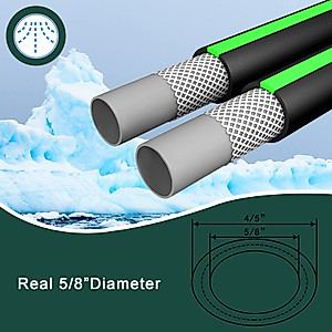 Heavy Duty Garden Hose 5/8" Super Flexible Water Hose with 10 Function Sprayer Nozzle 3/4" Solid Fittings Leakproof Hose 450 Burst PSI Watering Pipe Car Wash (50FT, Black+Green)