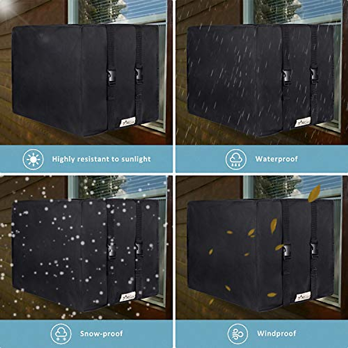 UNUN Window Air Conditioner Covers Outdoor for Winter, AC Unit Covers Outside 21.5W x 15H x 16D inches