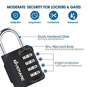 GIVERARE 2 Pack Combination Lock, 4-Digit Outdoor Waterproof Padlock, Keyless Resettable Zinc Alloy Locks for Gym, School, Employee Locker, Hasp, Fence, Storage, Chest, Gate, Cabinet, Toolbox