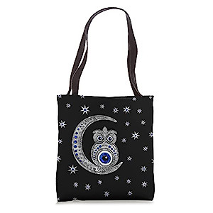 Evil Eye Amulet - Owl on the moon Tote Bag