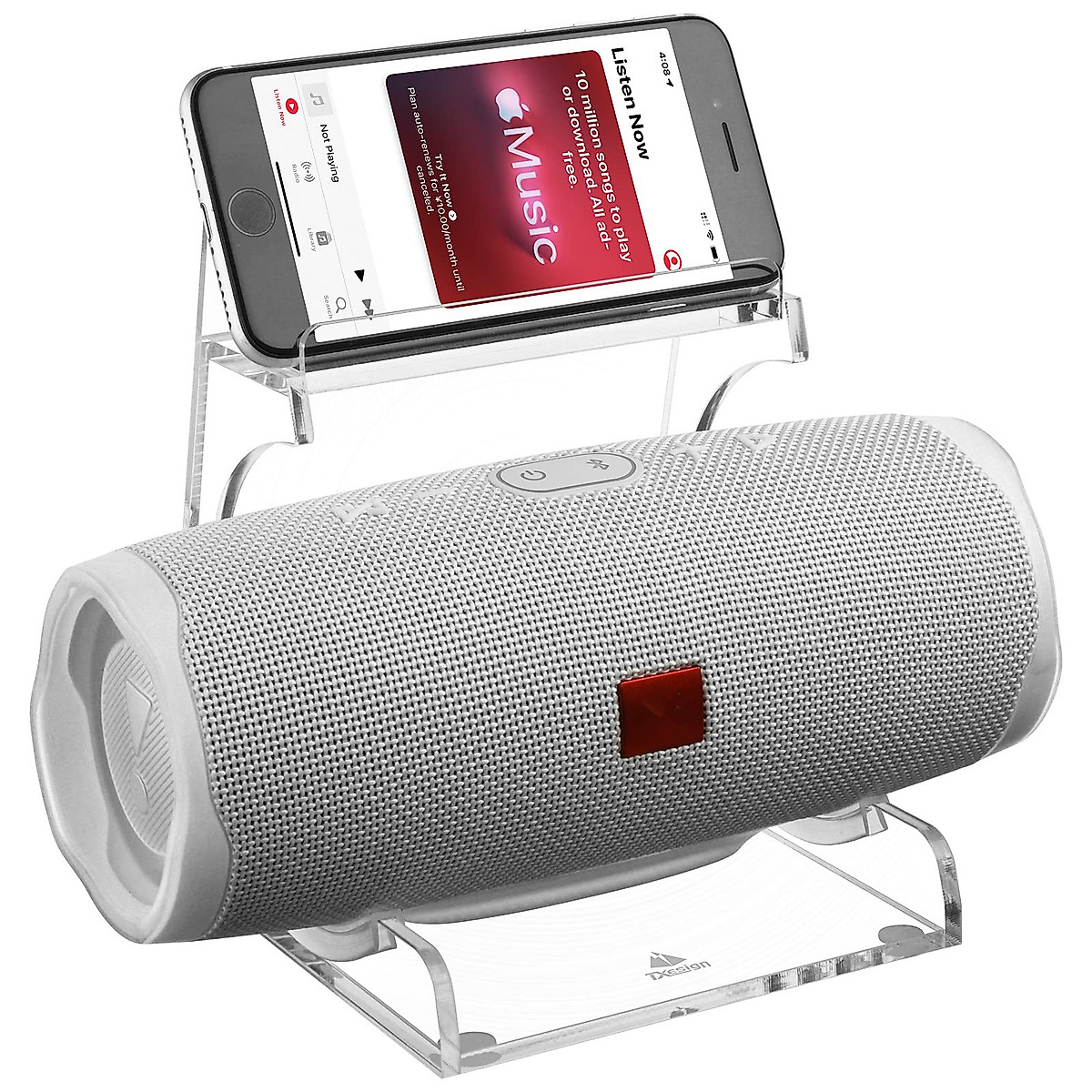 TXEsign Acrylic Table Stand Speaker Holder for JBL Charge 3/JBL Charge 4/JBL Charge 5/iPhone Smartphone, Clear Desktop Stand Holder for JBL Bluetooth Speaker and Smartphone (Transparent)